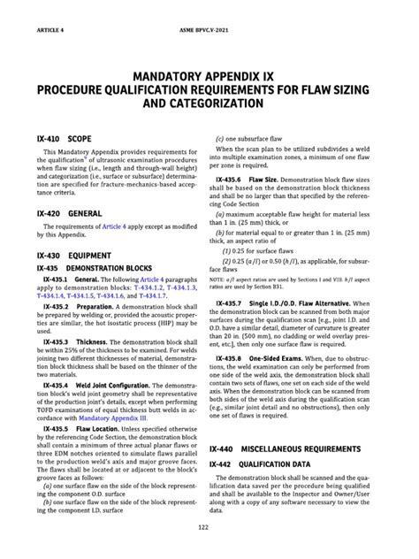 Asme Bpvc V Article 4 Mandatory Appendix Ix Procedure Qualification