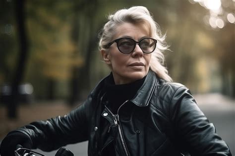 Premium Ai Image Adult Woman Bicycle Generate Ai