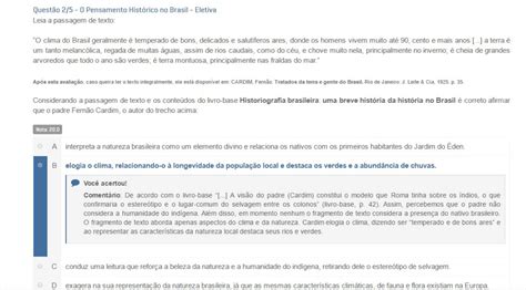 APOL OBJETIVA 1 O PENSAMENTO HISTÓRICO NO BRASIL mr james767