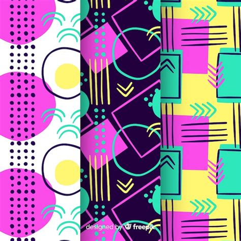 Free Vector Colorful Memphis Pattern Collection