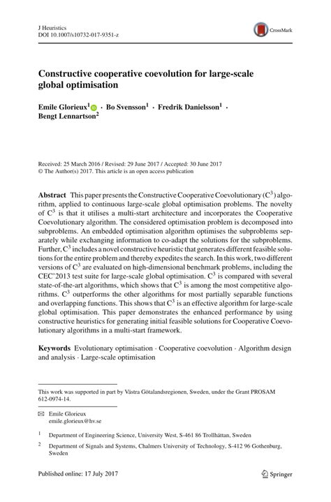 Pdf Constructive Cooperative Coevolution For Large Scale Global