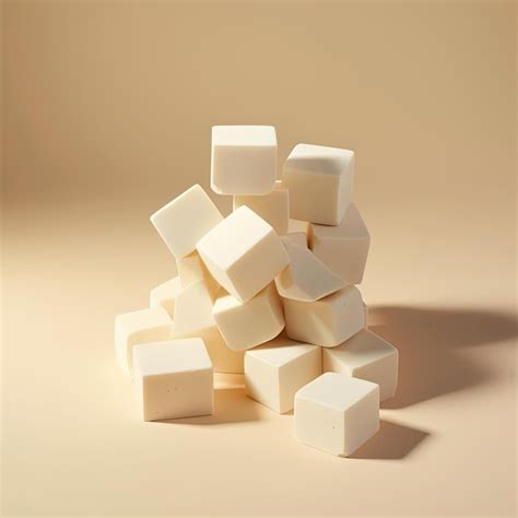Premium Ai Image A Pile Of Cubed Pieces Of Tofu In A Square In The