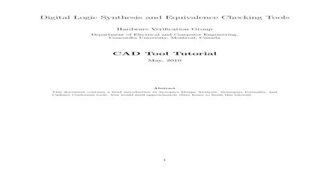 Digital Logic Synthesis And Equivalence Checking Ncordia