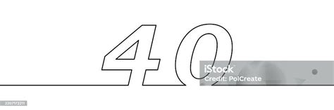 40개의 기호가 있는 단일 선화입니다 한 줄 아이콘입니다 연속 라인 30 번째 숫자 아이콘입니다 숫자 40의 단순한 검은 색