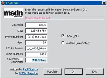 C At Work Form Validation With Regular Expressions In MFC