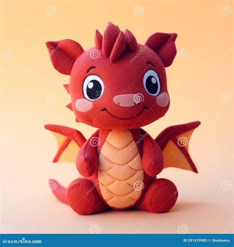 Super Cute Felt Dragon Stuffed Toy On Vibrant Background Stock Illustration Illustration Of