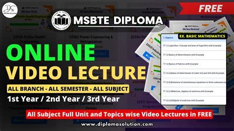 Msbte Diploma Video Lectures In Free All Subject Online Classes