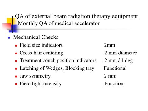 PPT 放射治療設備品質保證原理 Comprehensive QA for radiation onlology PowerPoint Presentation ID