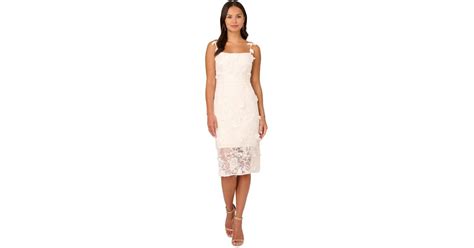 Adrianna Papell Embellished Strap Lace Sheath Dress In White Lyst