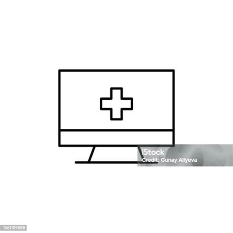 모니터 의료 아이콘입니다 모바일 개념 및 웹 애플 리 케이 션 아이콘에 대 한 의학의 요소입니다 웹사이트 디자인 및 개발 응용 프로그램 개발에 대 한 얇은 라인 아이콘