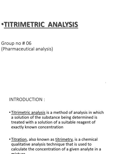 Titration Analysis Presentation Pdf Titration Chemistry