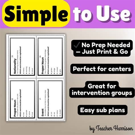 Capitalization Task Cards Grammar Practice 32 Editing And Review Cards
