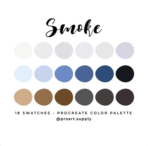 Smoke Procreate Color Palette Hex Codes Gray Blue Brown For Ipad