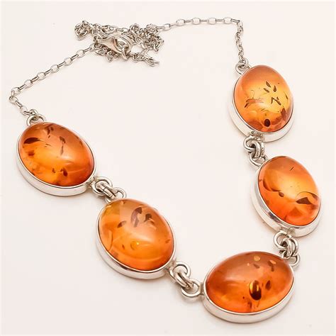 Natural Poland Honey Yolk Baltic Amber Necklace 925 Sterling Silver