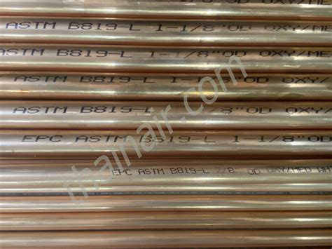 ท่อทองแดง Astm B819 Type L สำหรับระบบก๊าซทางการแพทย์ Thai Copper Tube
