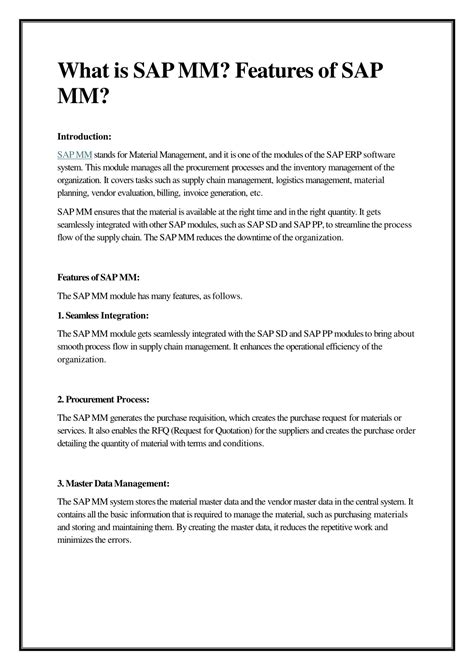 Ppt What Is Sap Material Management Features Of Sap Mm Powerpoint