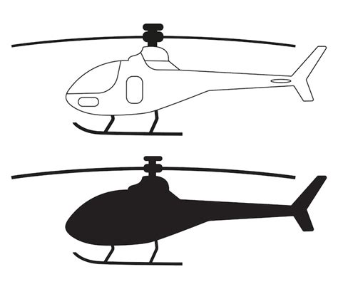 Helicopter Outline Line Art Vector And Silhouette Premium Vector