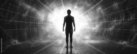 Black And White Depiction Of A Human Within A Gridpattern