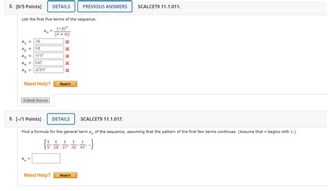 Solved List The First Five Terms Of The Sequence
