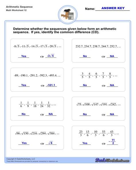 Arithmetic Sequences Worksheets Library