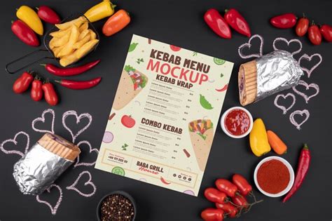 Premium Psd Kebab Menu Mockup Design