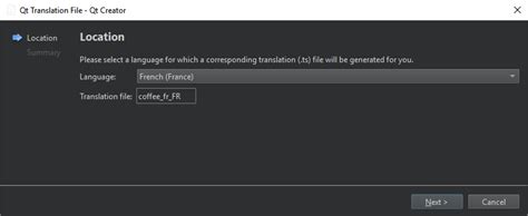 Add Translation Files Qt Creator Documentation
