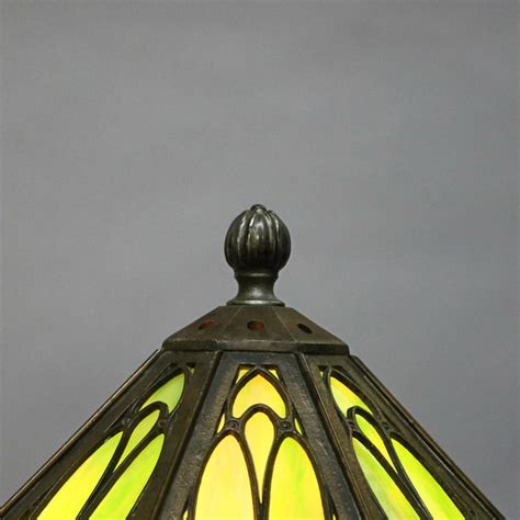Antique Arts And Crafts Bradly And Hubbard Slag Glass Table Lamp Circa