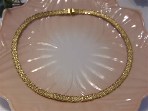 Monet Textured Gold Tone Choker Necklace Vintage Gold Tone Choker Is 17