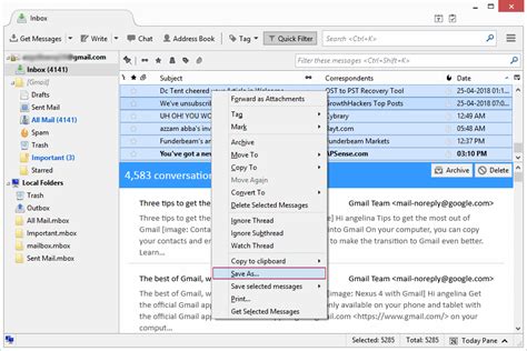 How To Export Thunderbird Email To EML Files