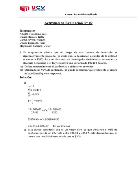 Actividad De Evaluación N 9 Solución Pdf
