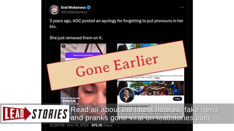 Fact Check AOC Did NOT Remove Pronouns From X Bio After Election It Was Months Earlier