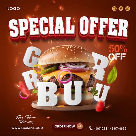 Delicious Burger Poster Template For Restaurants And Promotions