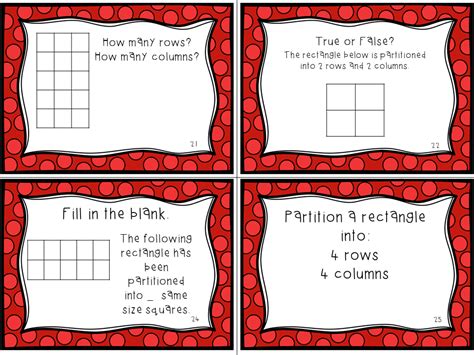 2 G 2 Partitioning Rectangles BUNDLE Worksheets Task Cards And More
