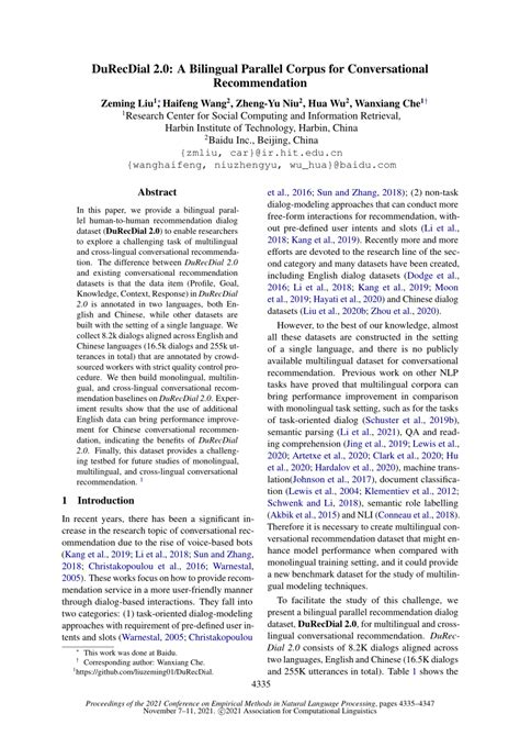 Pdf Durecdial 20 A Bilingual Parallel Corpus For Conversational Recommendation