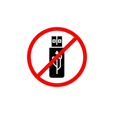 Premium Vector No Usb Flash Drive Sign Icon Set Ban On Digital Data