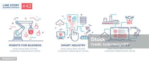 사업가와 일러스트 컨셉의 집합입니다 기술 파트너십 연결 비즈니스 로봇 사이브 선형 그림 아이콘 인포그래픽 방문 페이지 사이트 인쇄 포스터입니다 라인 스토리 비즈니스에 대한