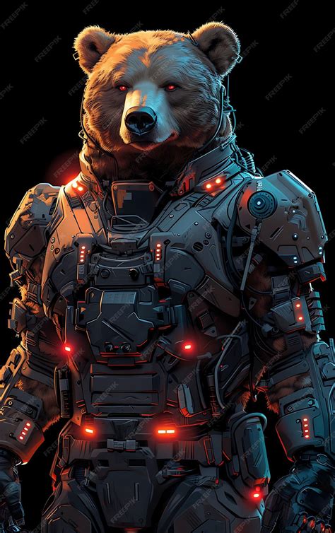 Premium Photo Portrait Of Grizzly Bear With Cybernetic Claw Implants