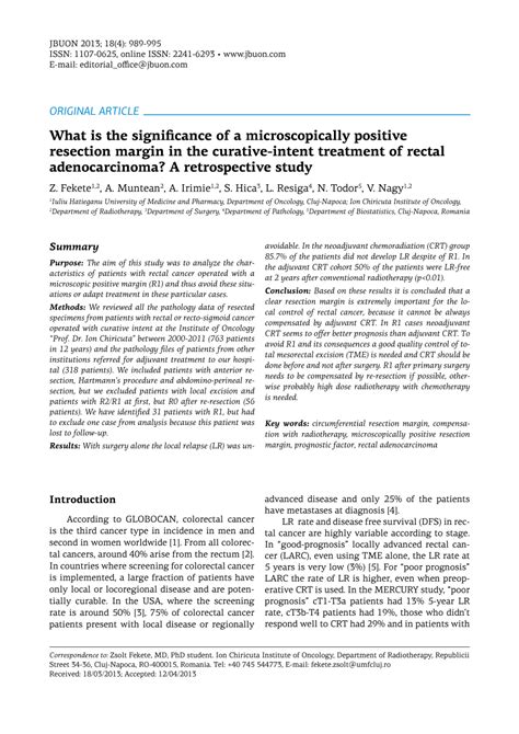 Pdf What Is The Significance Of A Microscopically Positive Resection