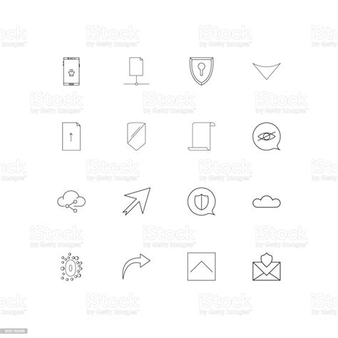 네트워크 및 데이터베이스 선형 얇은 아이콘 세트입니다 간단한 벡터 아이콘 설명 0명에 대한 스톡 벡터 아트 및 기타 이미지 0명 디자인 방패 Istock