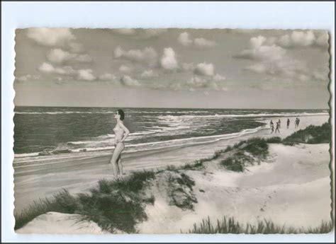 Xx Borkum Abessinien Fkk Frau Nackt Am Strand Ak Ca Martin
