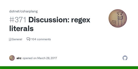 Discussion Regex Literals · Dotnet Csharplang · Discussion 371 · Github