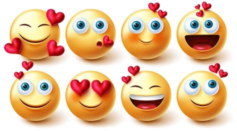 Premium Vector Emojis Valentines Vector Set Inlove 3d Emoji