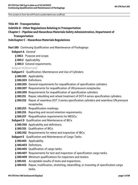 49 Cfr Part 180 Up To Date As Of 12 14 2022 Pdf Industrial Gases