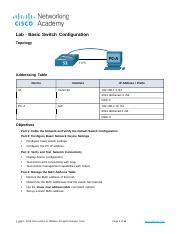 Lab Basic Switch Configuration Docx Lab Basic Switch Configuration Topology