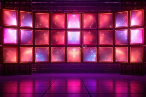 Background Wall Made Of Glowing Tv Screens 3d Unreal Render Vibrant Generative Ai Stock Image