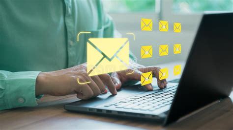 Man Hand Using Computer Laptop And Sending Online Message With Email