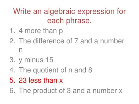 Write The Phrase As An Algebraic Expression