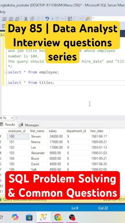 Day 85 Data Analyst Interview Sql Problem Solving And Common