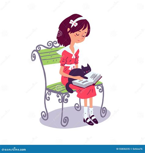 Lettura Della Ragazza Del Libro Illustrazione Vettoriale