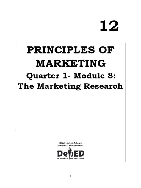 Principles Of Marketing Q1 Module 8 Final 1 16 Pdf Sampling